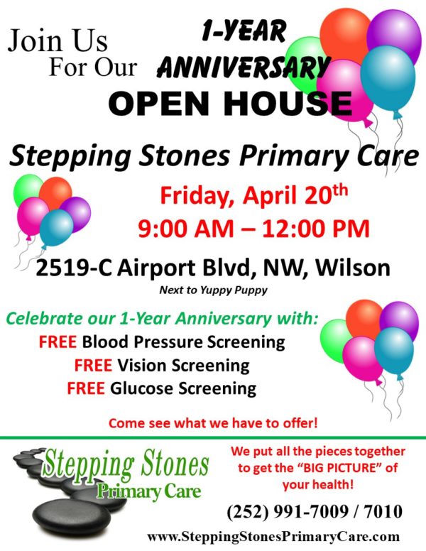 One Year Anniversary Open House Flyer | Stepping Stones Primary Care